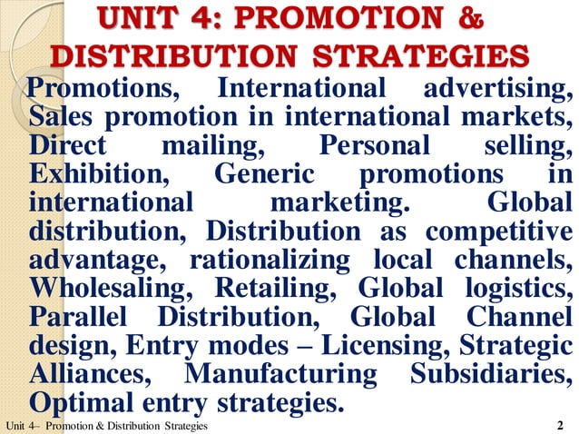 International Marketing Management - Promotion & Distribution ...