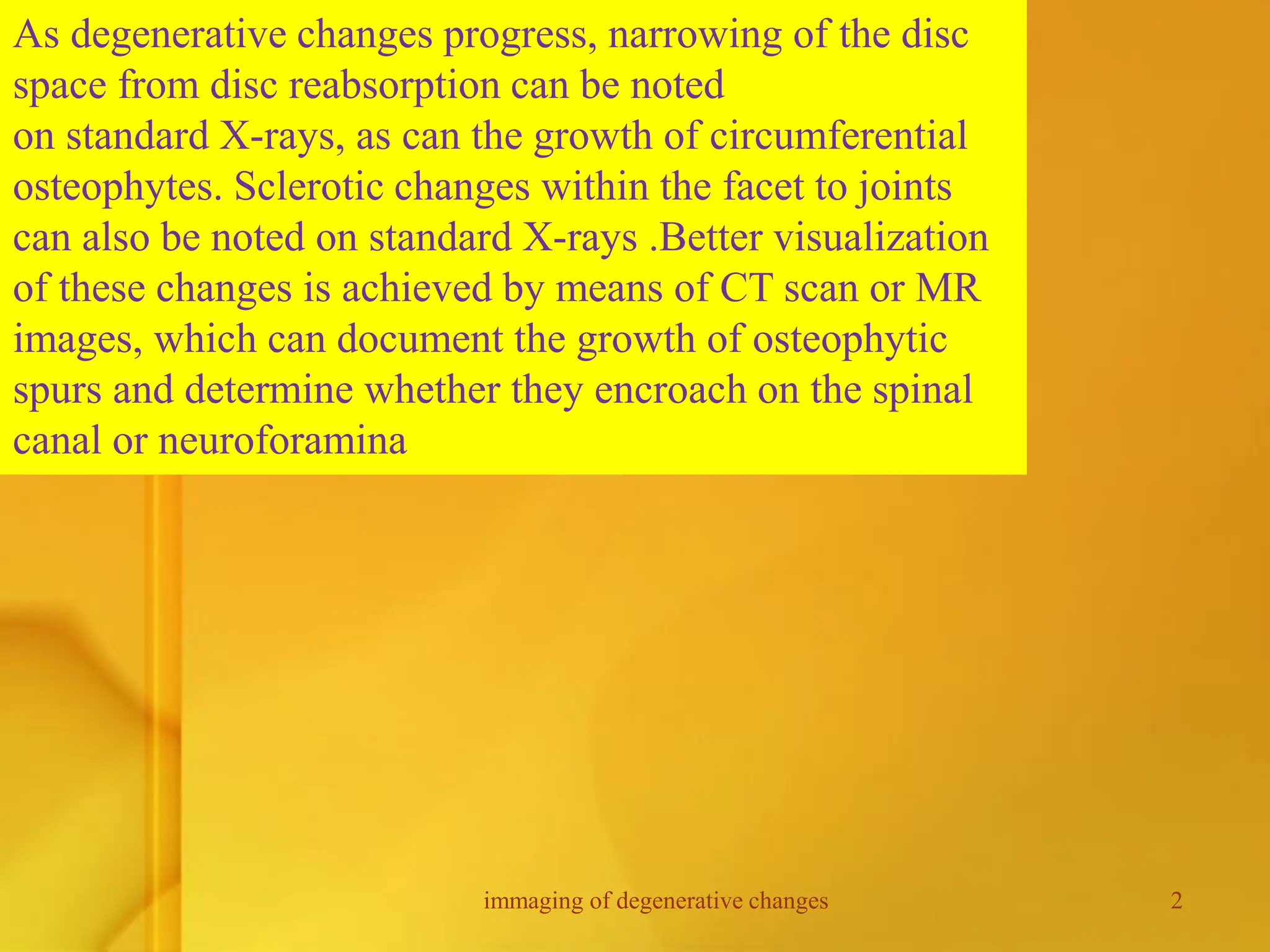 imaging of spinal degeneration | PDF