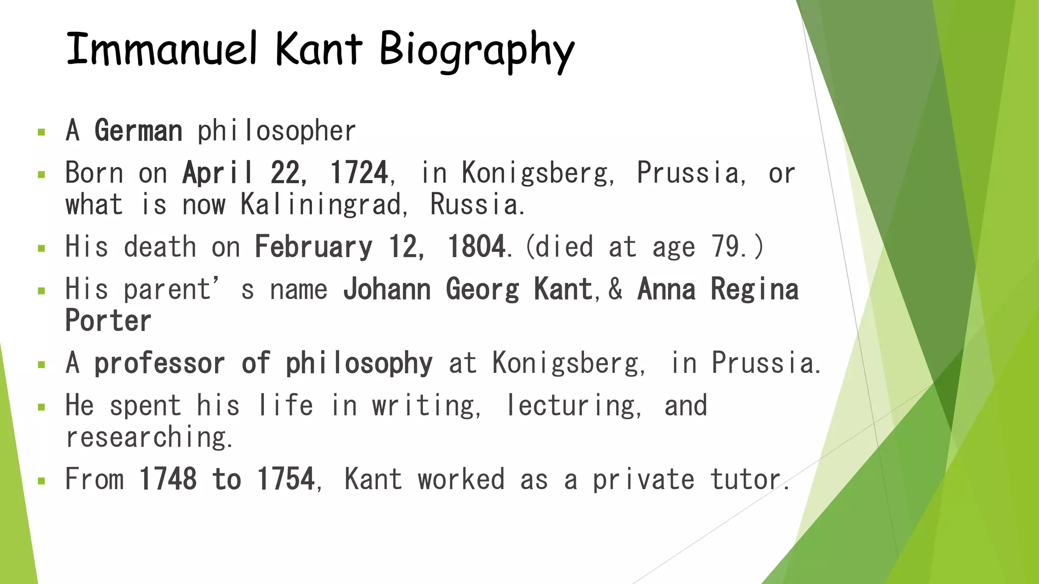 IMMANUEL KANT. | PPTX