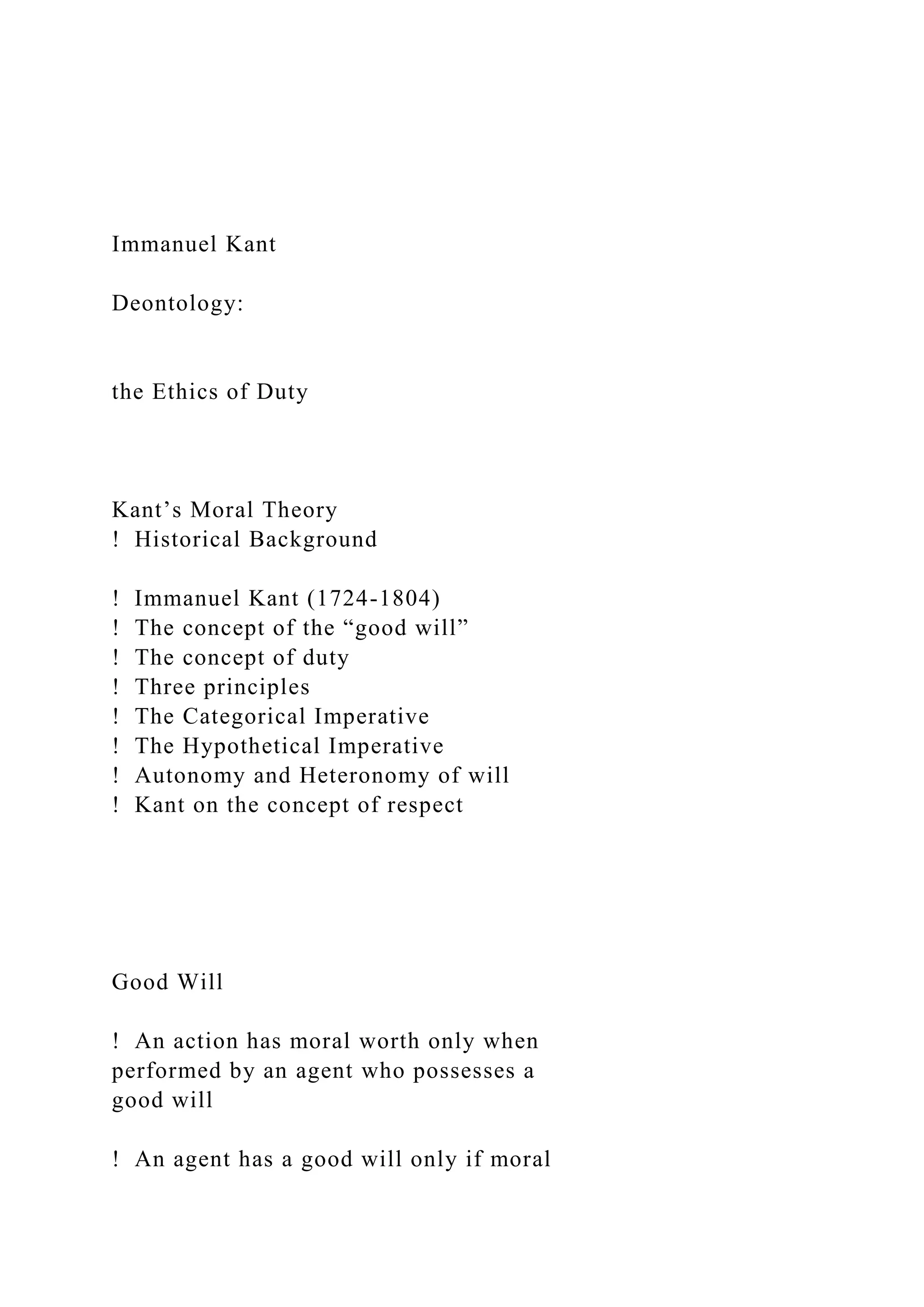 Immanuel Kant Deontology the Ethics of Duty .docx