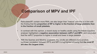 Immature platelet fraction (IPF)(Reticulated Platelets) | PPTX