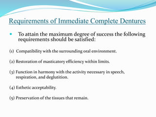 Immediate Complete Dentures | PPTX