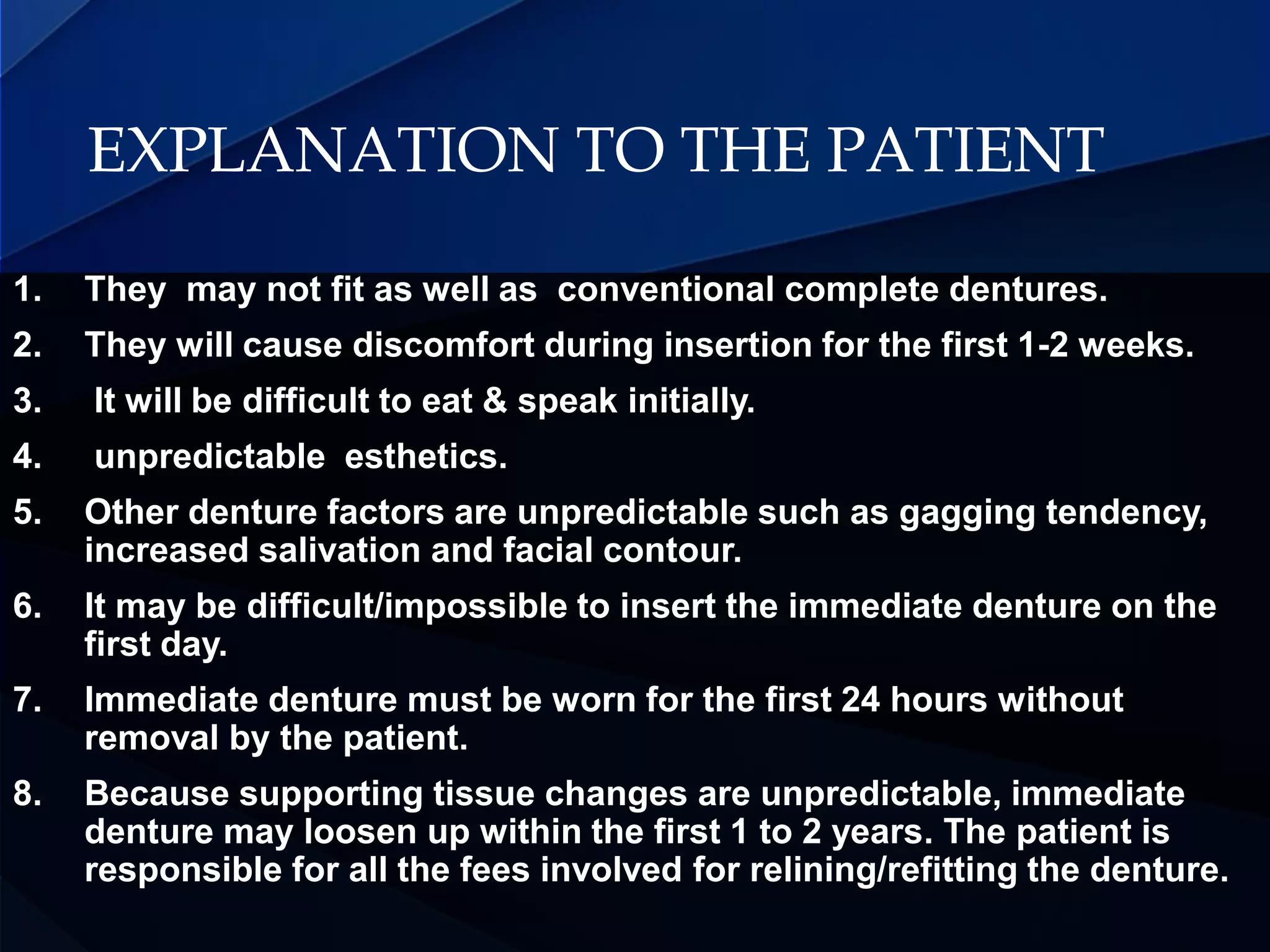 Immediate complete dentures | PPTX