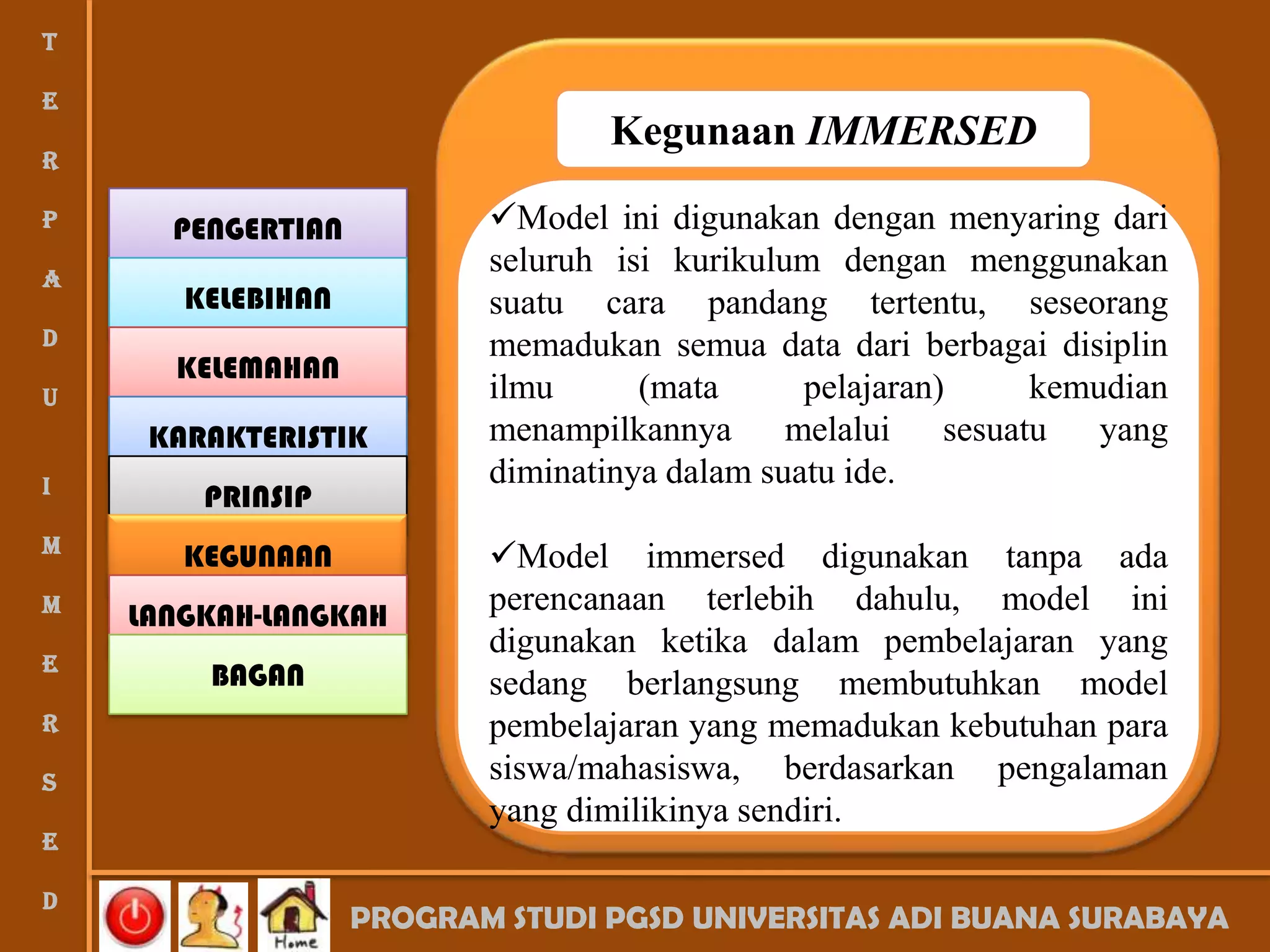 ppt pembelajaran terpadu model Immersed | PPTX