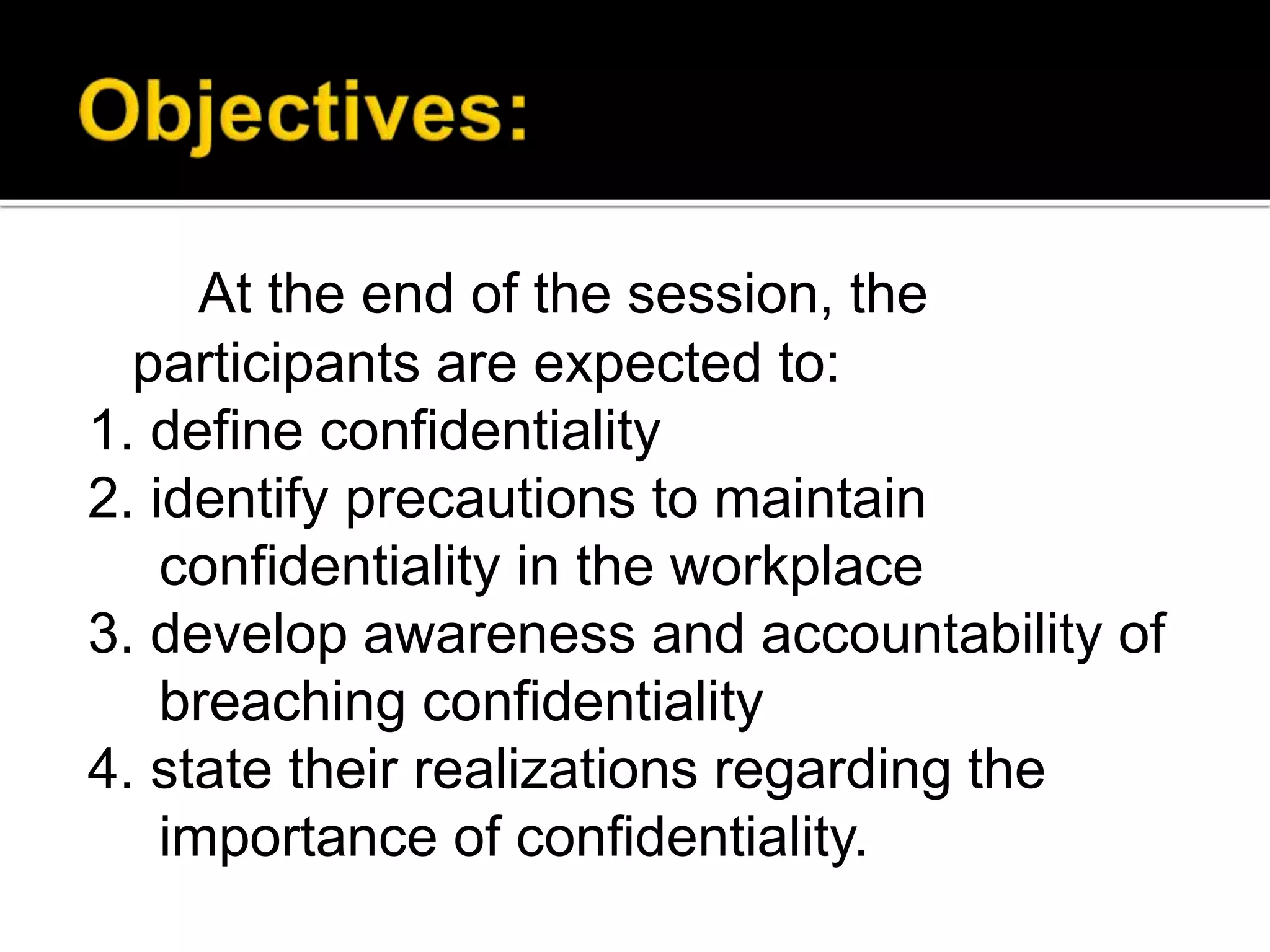 confidentiality in the workplace | PPTX