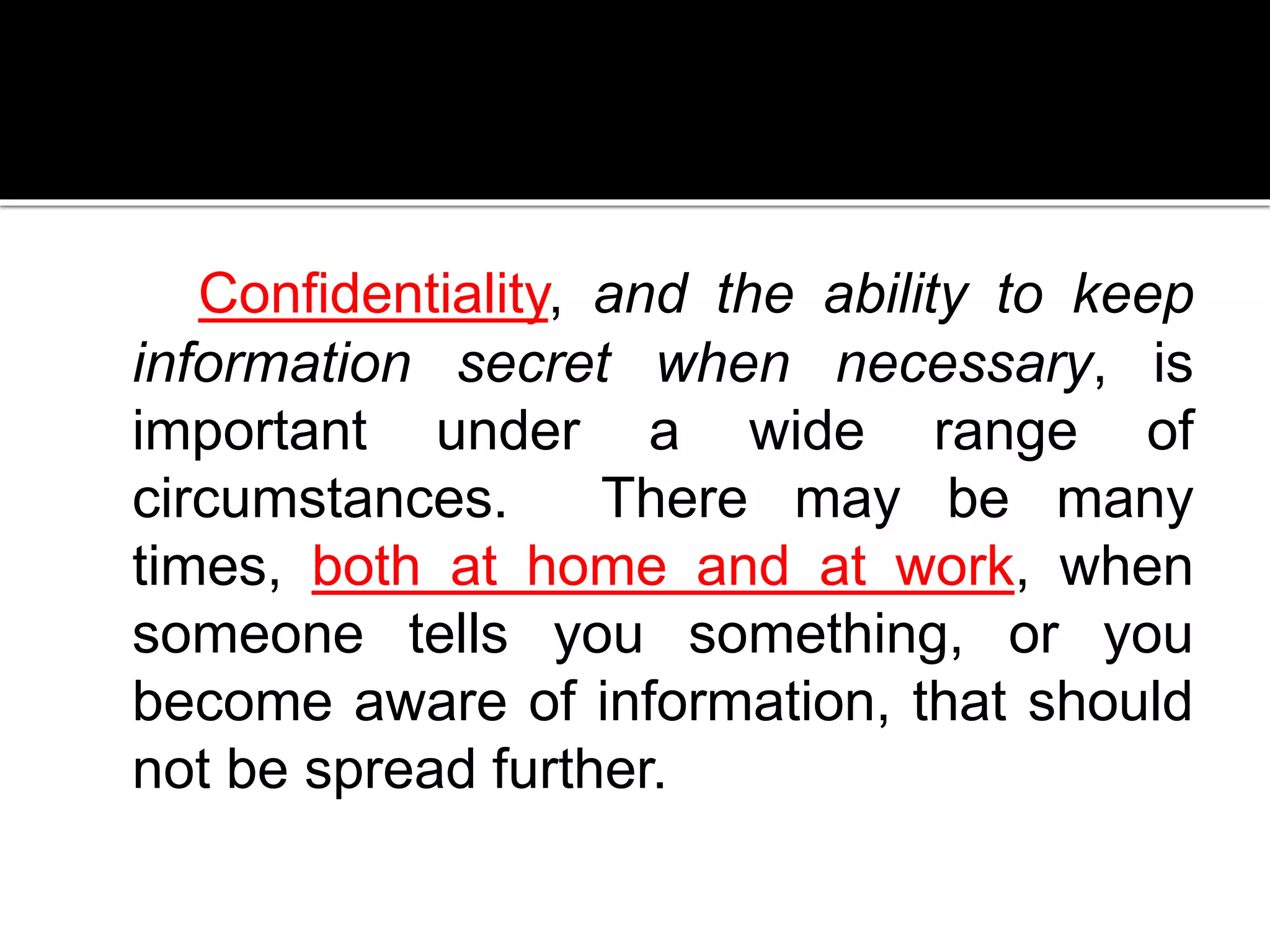 confidentiality in the workplace | PPTX