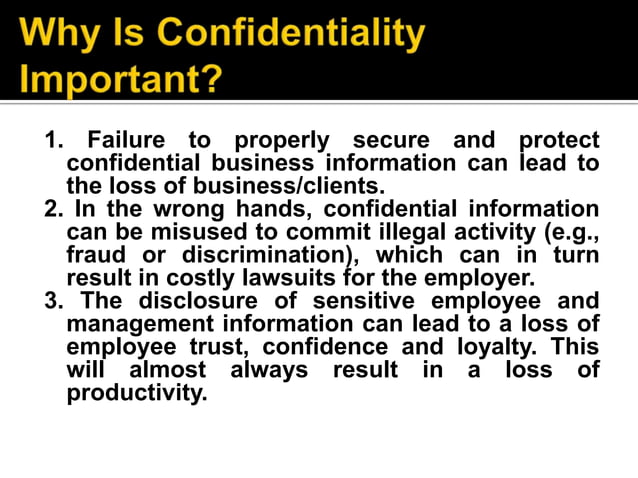 confidentiality in the workplace | PPTX | Careers