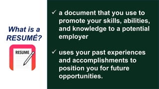 Immersion W3 for grade 12 stem, abm, and humss, week three, resume | PPT