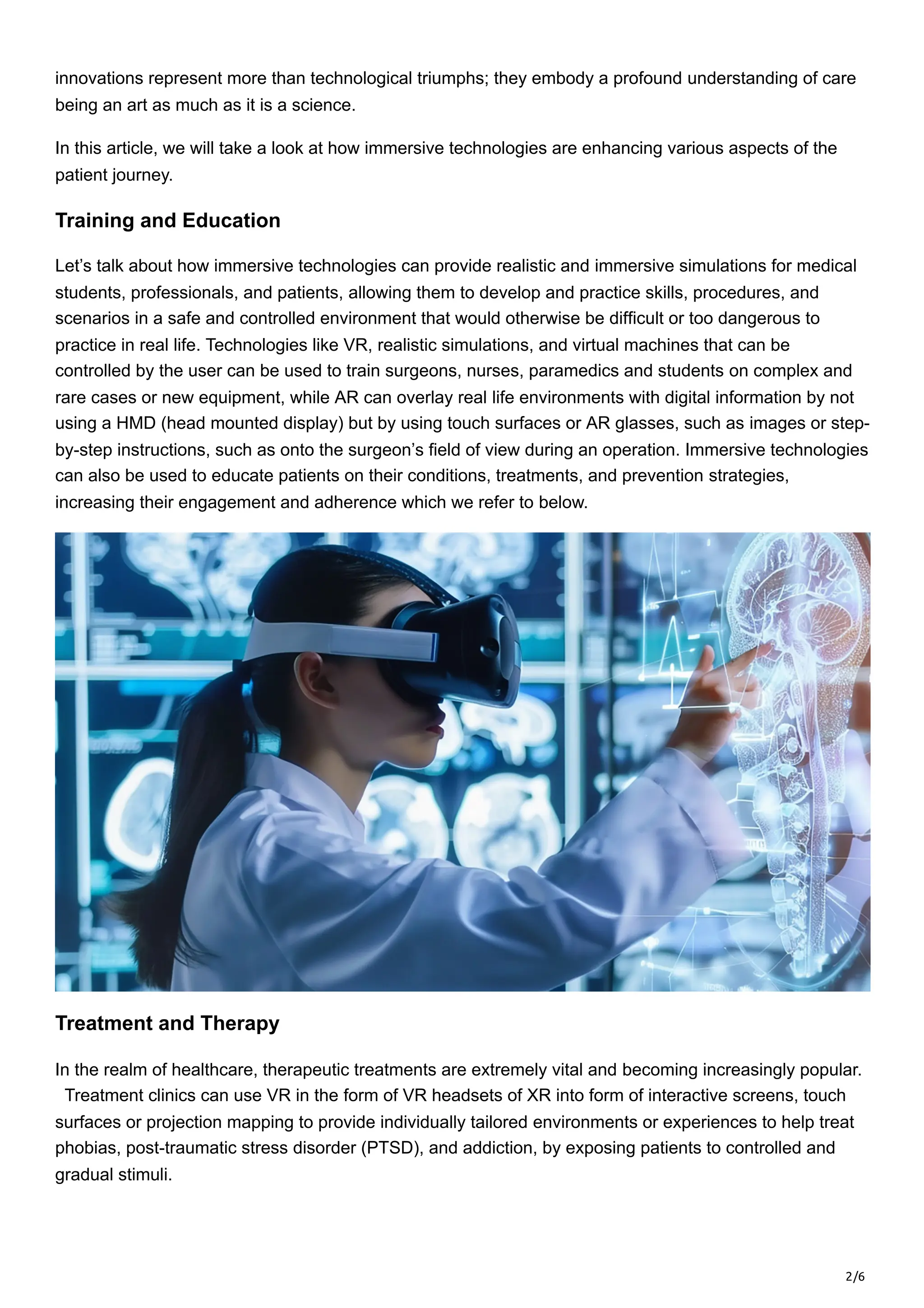 Immersive Healthcare The Future of Patient Experience | PDF