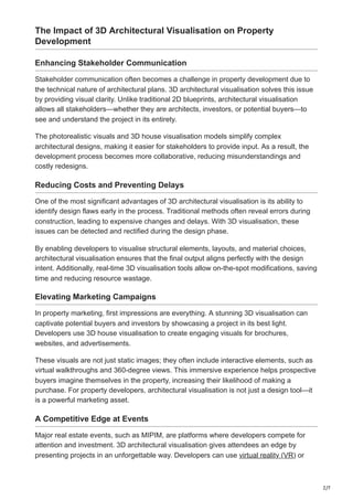 3D Architectural Visualisation for Property Developers | PDF