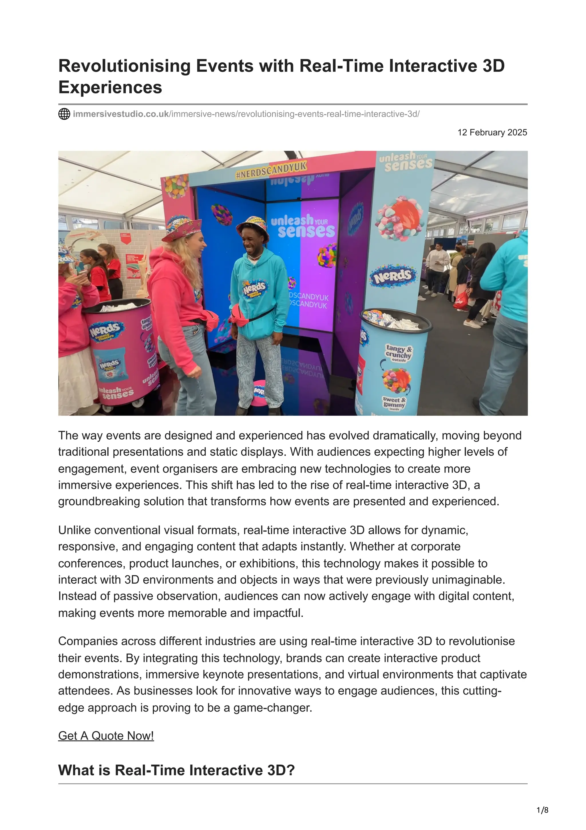 Revolutionising Events with Real-Time Interactive 3D Experiences | PDF