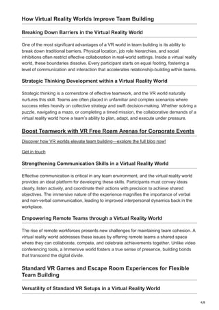 Enhance Team Building with Virtual Reality World Experiences | PDF