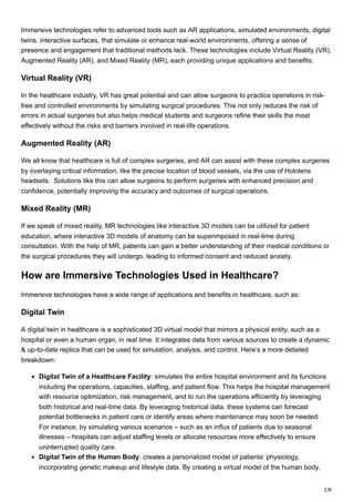 Immersive Technologies in Healthcare and Their Use | PDF | Healthcare ...