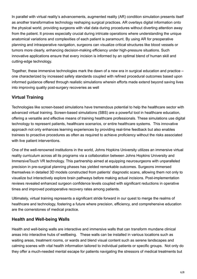 Immersive Technologies in Healthcare and Their Use | PDF | Healthcare ...