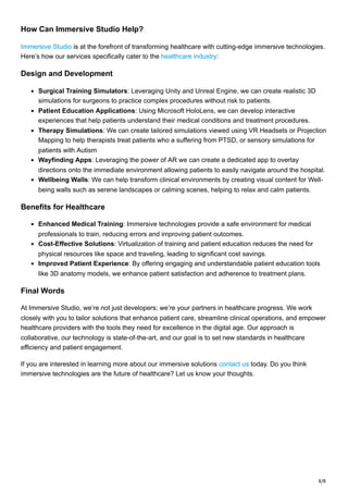 Immersive Technologies in Healthcare and Their Use | PDF