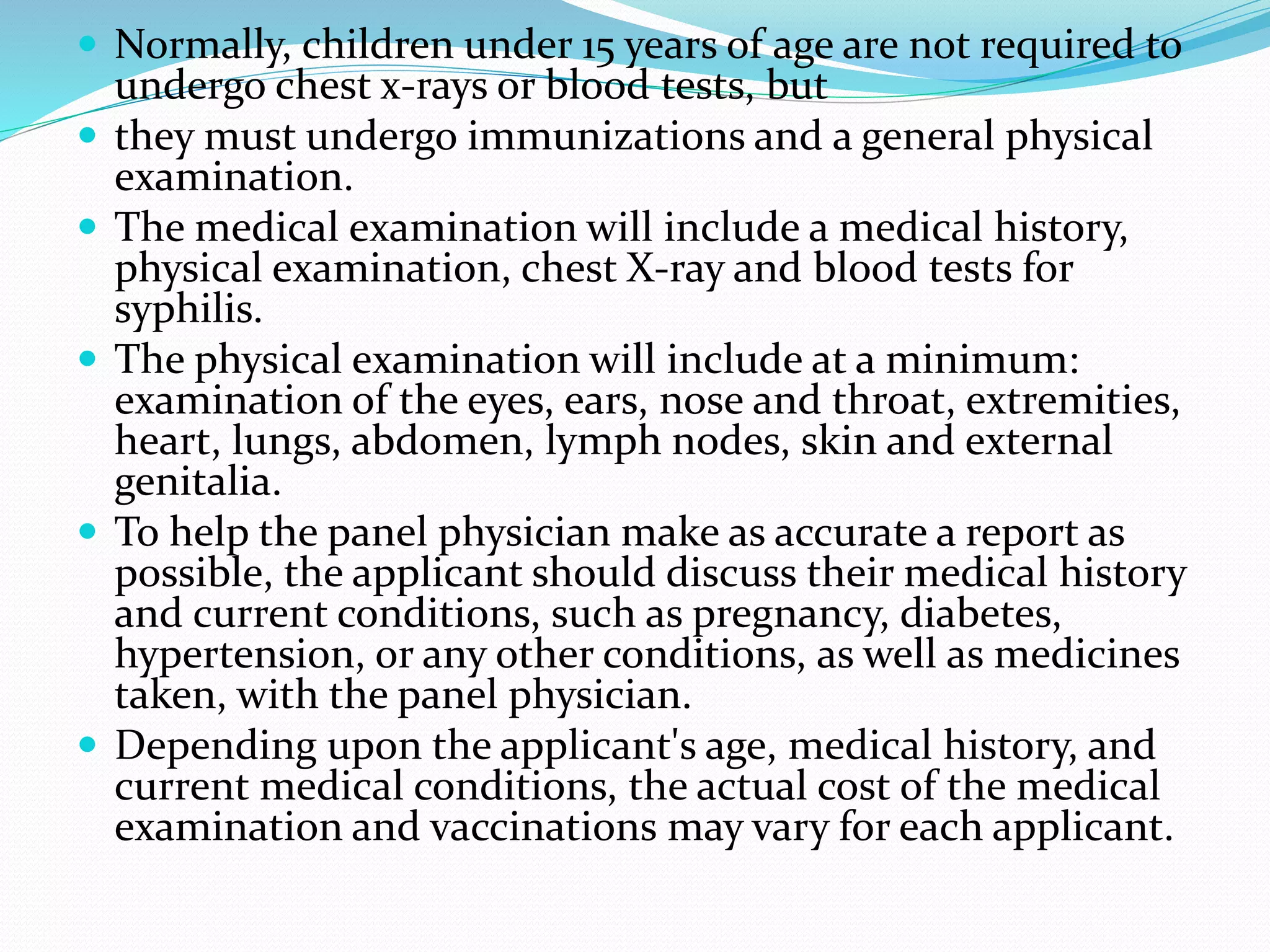 Immigrant visa medical examination details | PPT