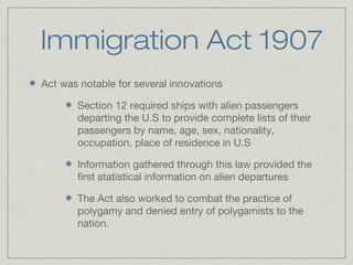 Immigration Act of 1907 | PPT