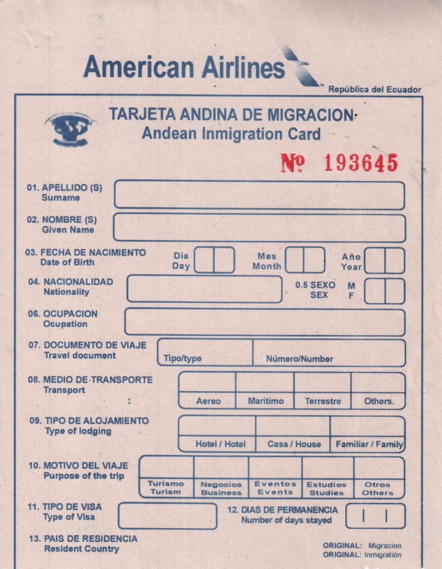 Immigration cards | PDF