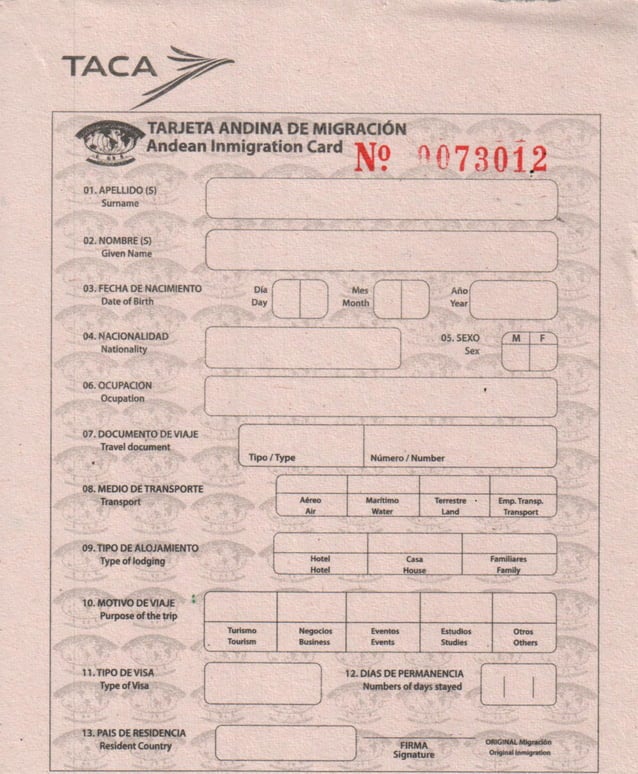 Immigration cards | PDF