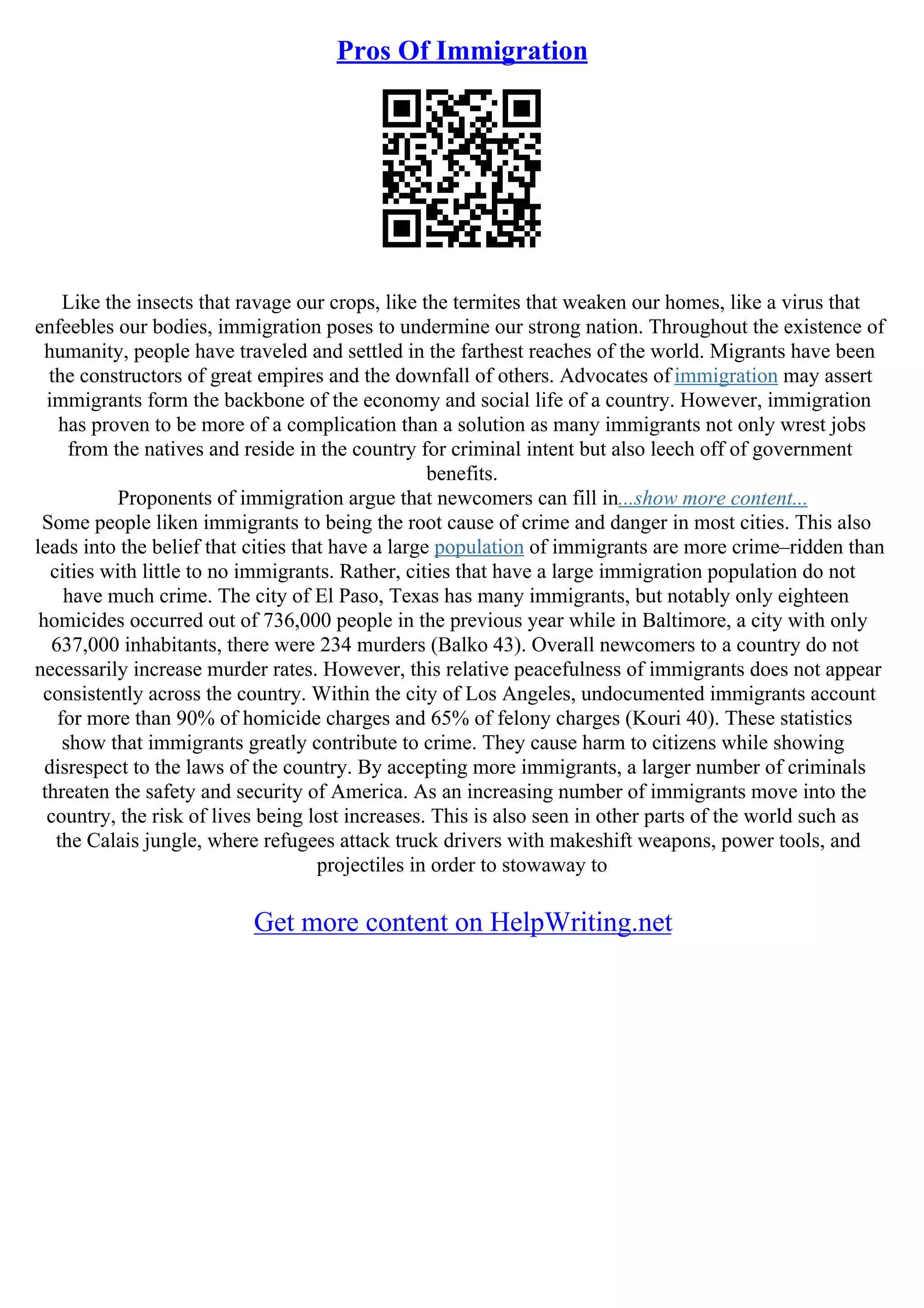 Immigration Essay | PDF