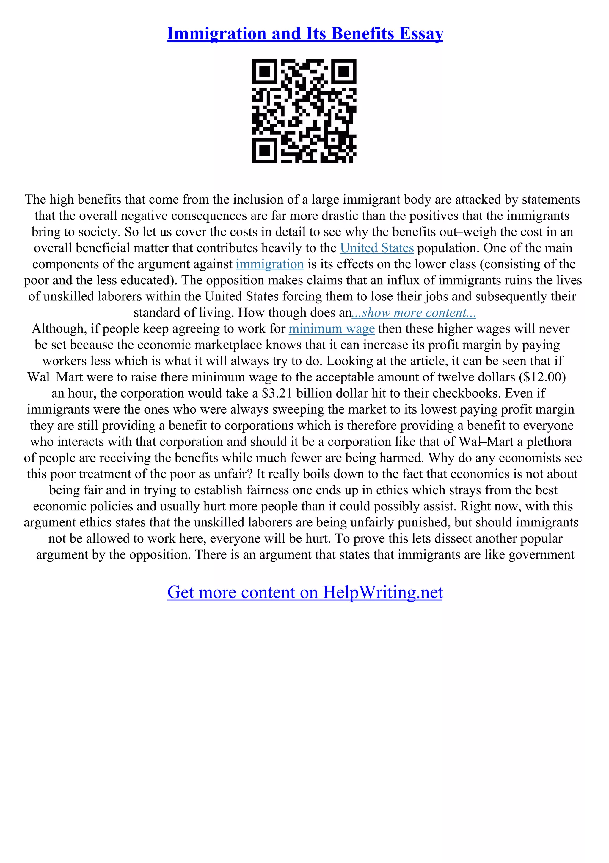 Immigration Essay | PDF