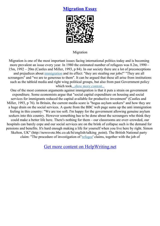 Immigration Essay Introduction | PDF