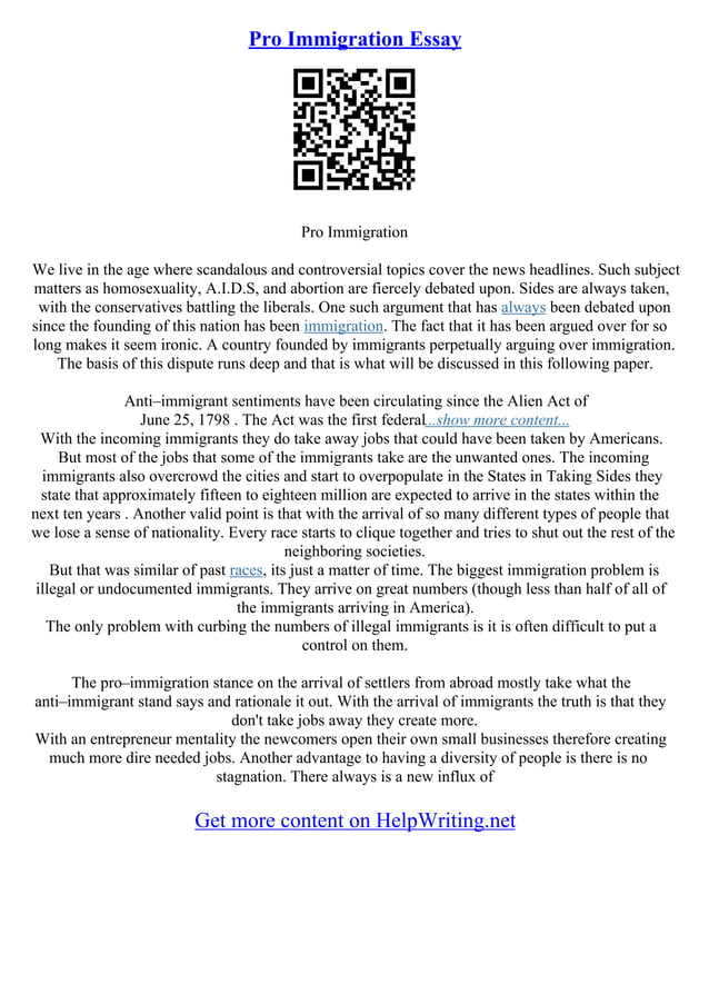 Immigration Essay Introduction | PDF