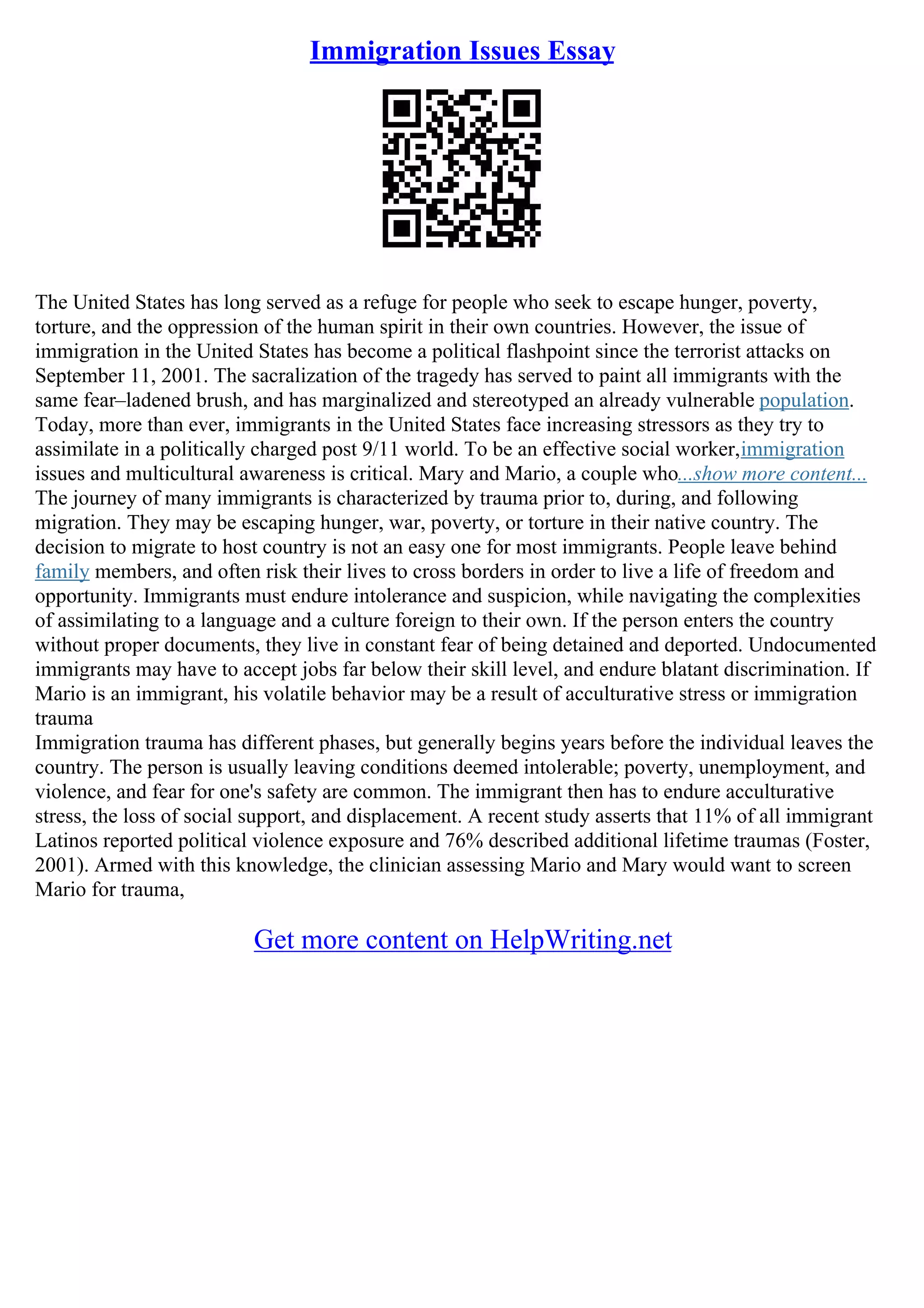 Immigration Essay Outline | PDF