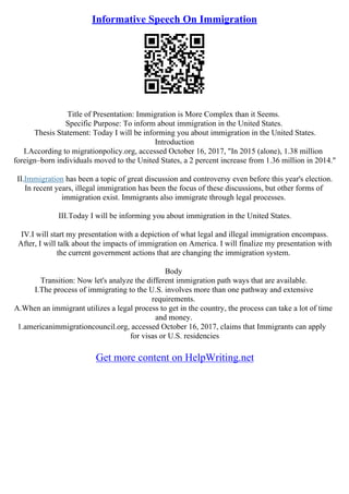 Immigration Essay Outline | PDF