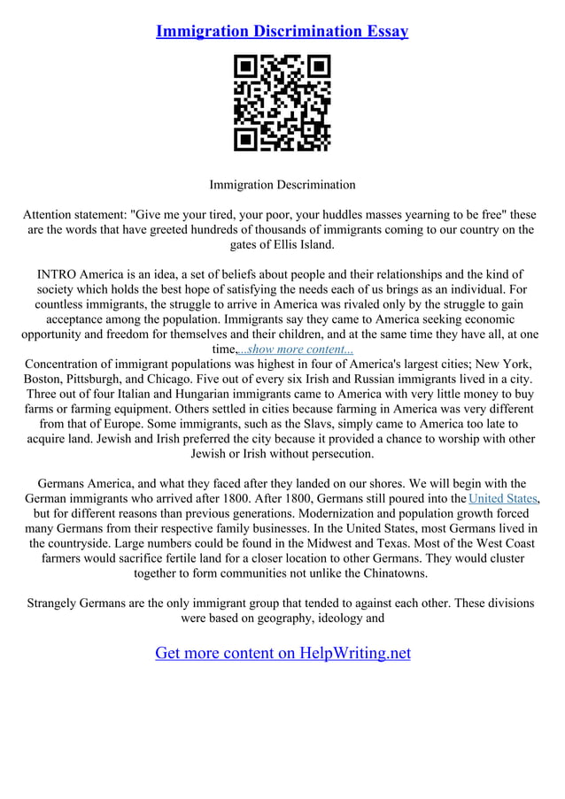 Immigration Essay Outline | PDF