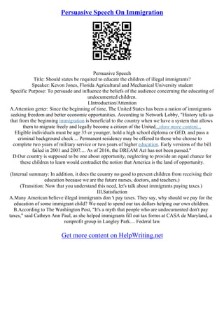 Immigration Essay Outline | PDF