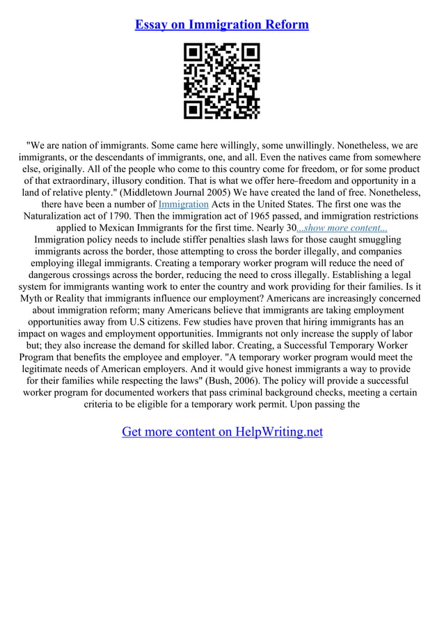 Immigration Essay Outline | PDF
