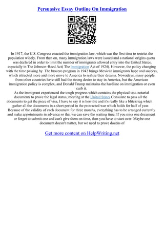 Immigration Essay Outline | PDF