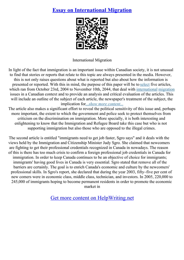 Immigration Essay Outline | PDF