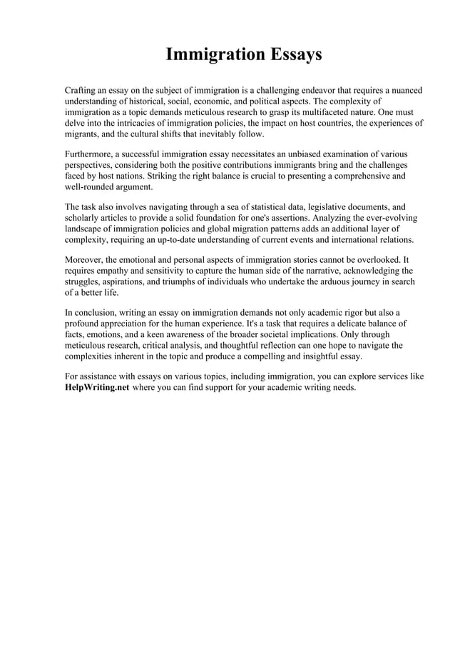 Immigration Essays | PDF