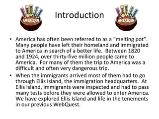 Immigration Excel WebQuest | PPT