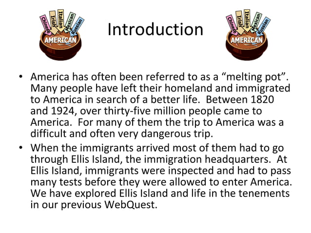 Immigration Excel WebQuest | PPT | Education