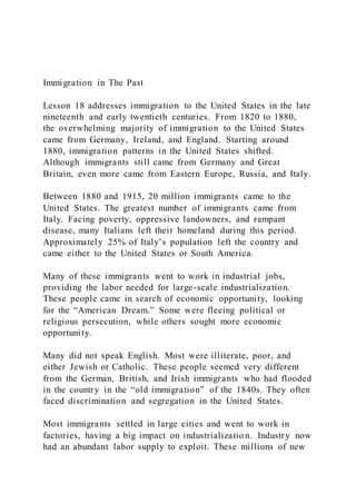 Immigration in The PastLesson 18 addresses immigration to th | PDF