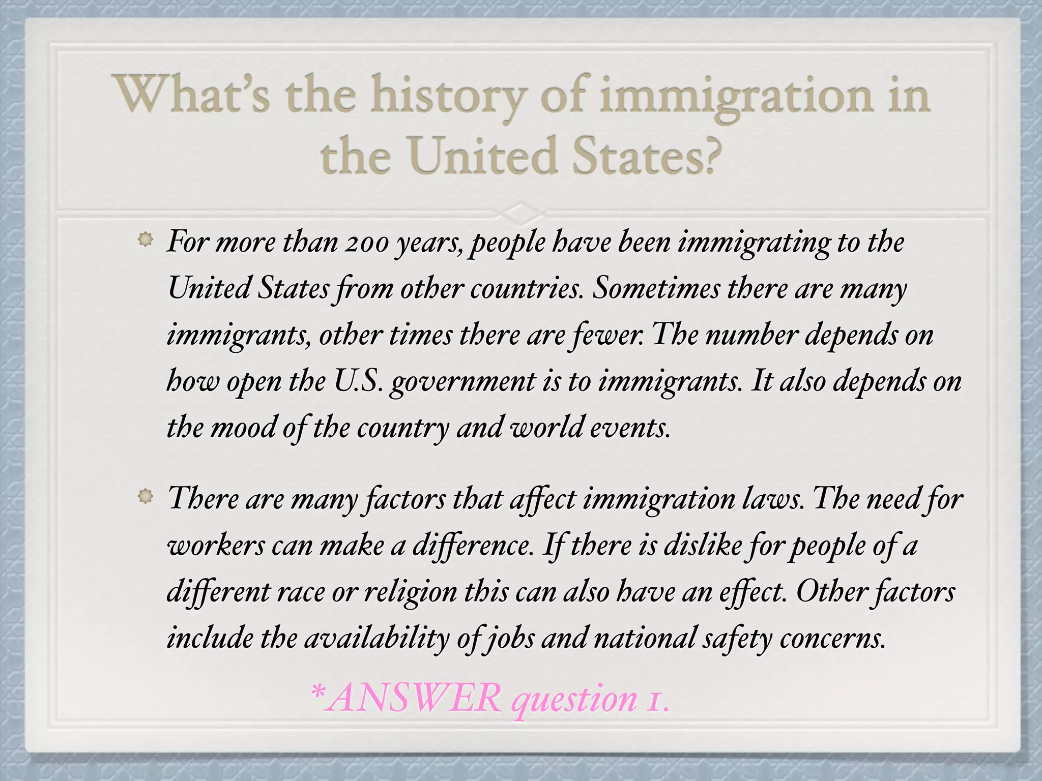 Immigration intro | PPT