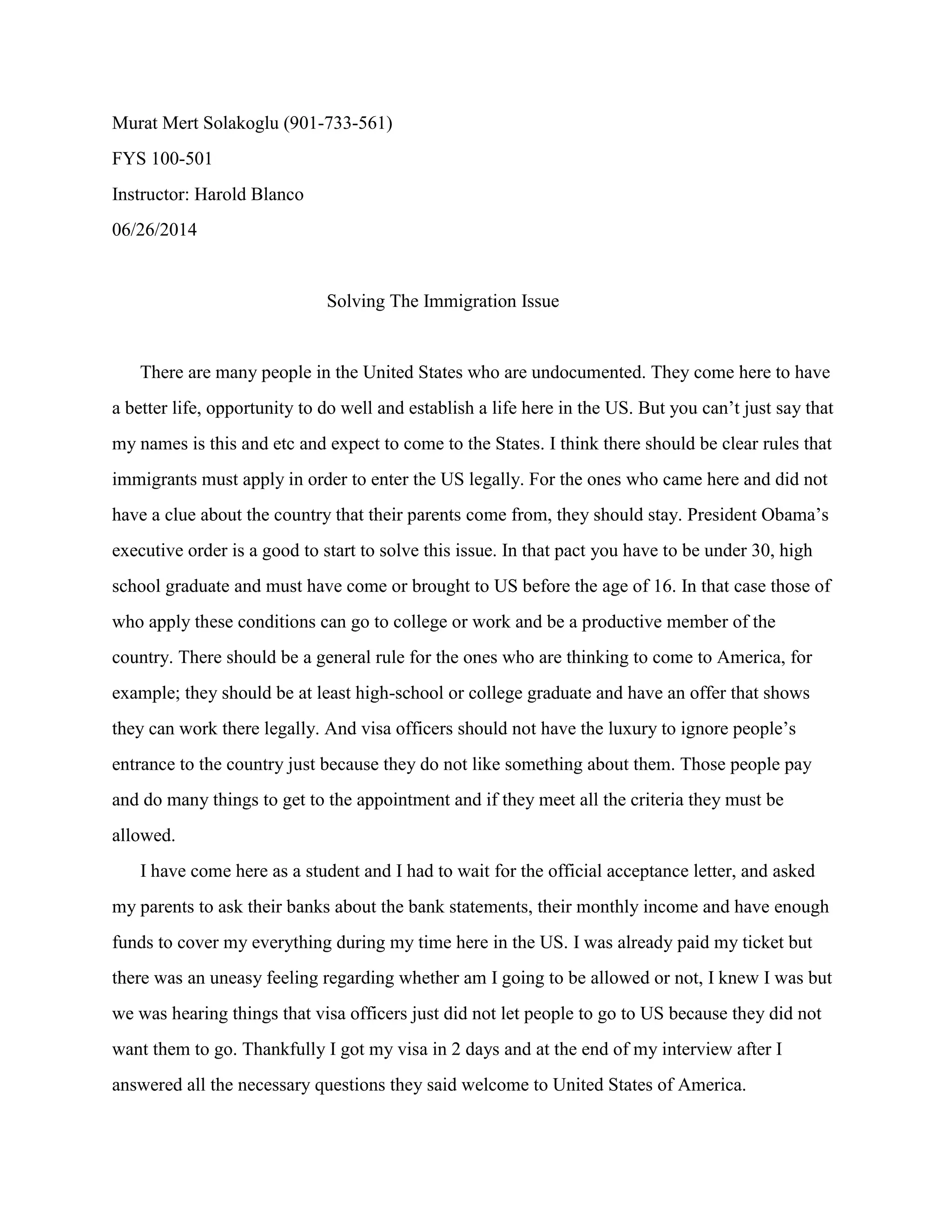 Immigration issue solving | DOCX