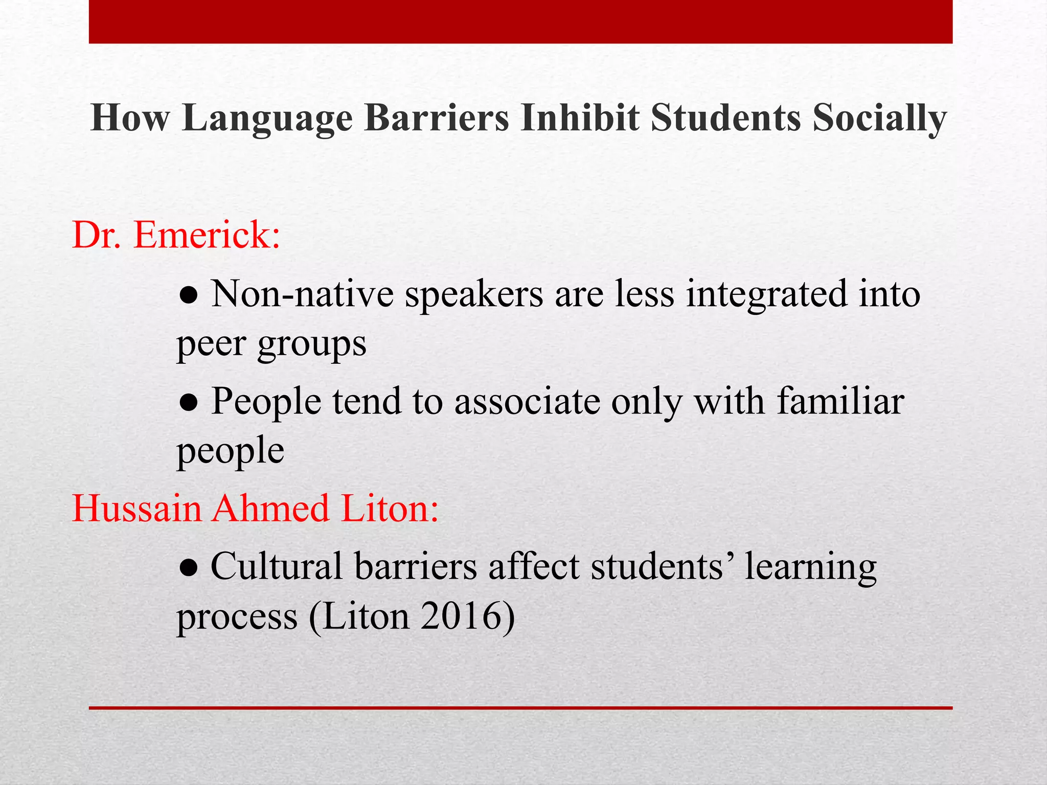 Immigration, Language Barriers, and the American Education System | PPTX