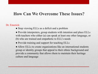Immigration, Language Barriers, and the American Education System | PPTX