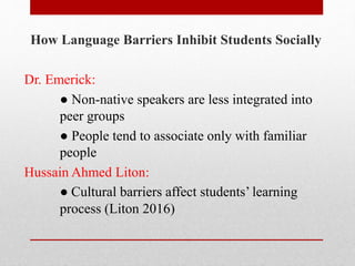 Immigration, Language Barriers, and the American Education System | PPTX