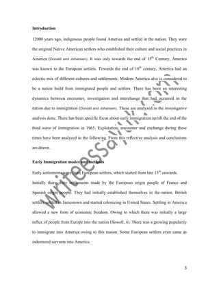 Explanation of how immigration of America express the idea of ...