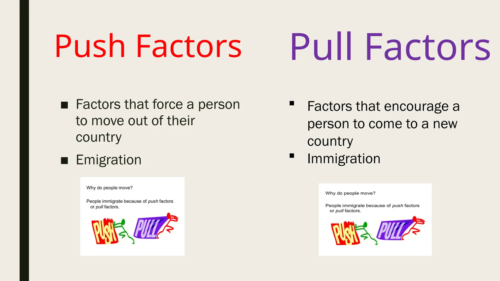 Immigration Push And Pull Factors Powerpoint Pptx Science