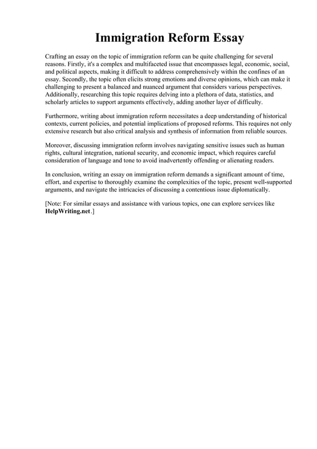 Immigration Reform Essay | PDF | Parenting Children Aged 4-11 | Parenting