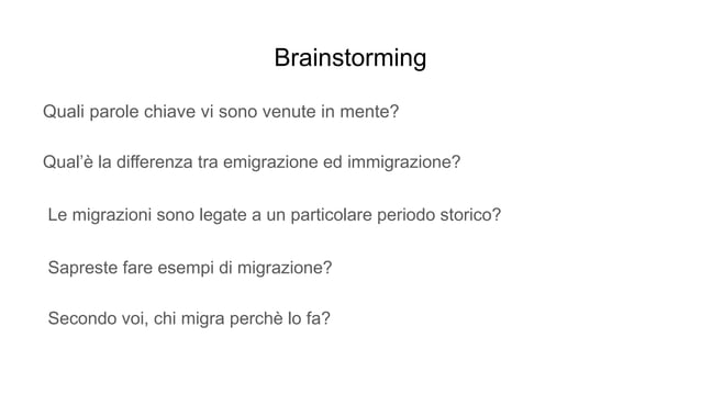Immigrazione/Emigrazione: lezione dialogata | PPT