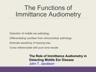 Immittance audiometry | PPT