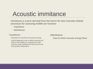 Immittance audiometry | PPT