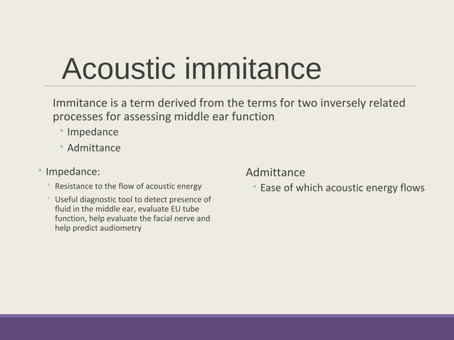Immittance audiometry | PPT | Digital Audio | Computer Software and ...